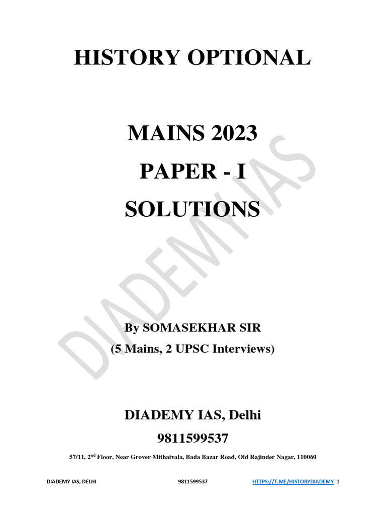 2023 History Optional Paper I Solutions Sample | PDF | Neolithic ...