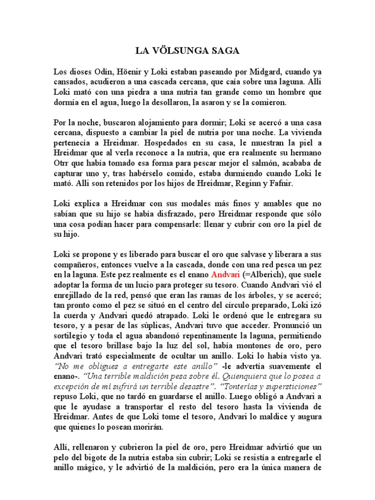 Anillo 1 - La Volsunga Saga | PDF | Loki | Mitología nórdica