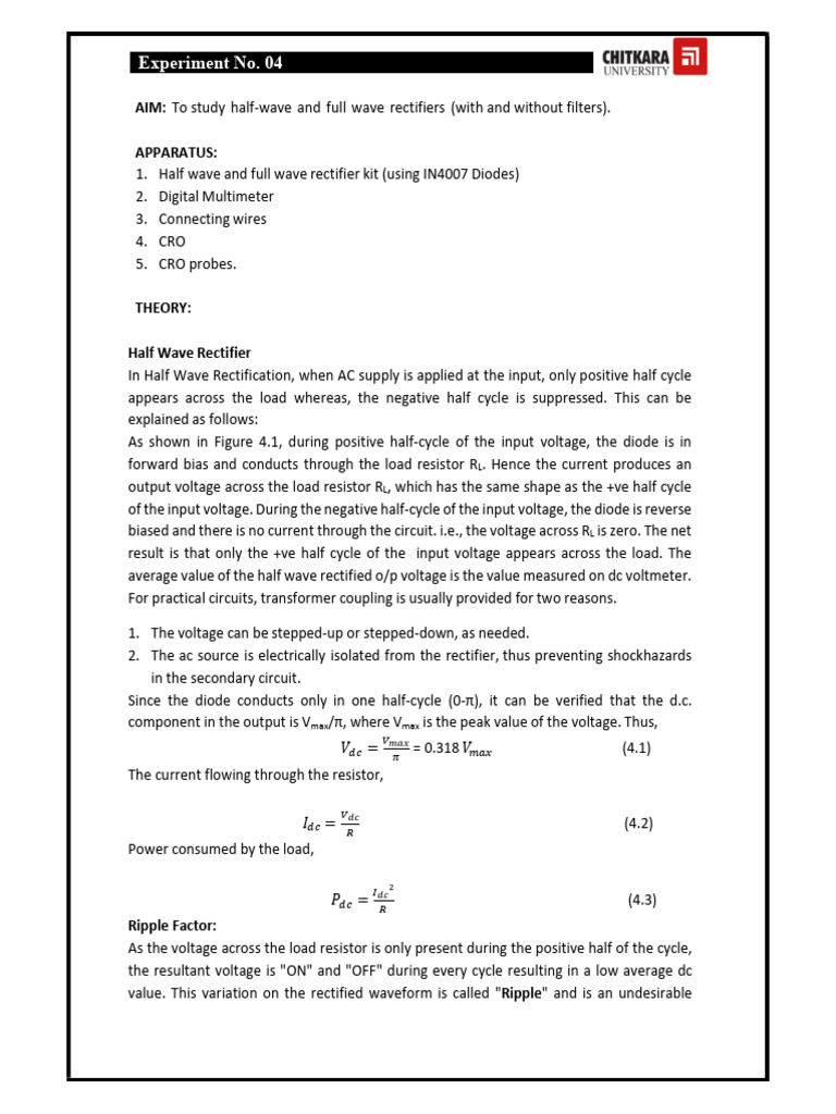 Exp. 4 DECA | Download Free PDF | Rectifier | Capacitor