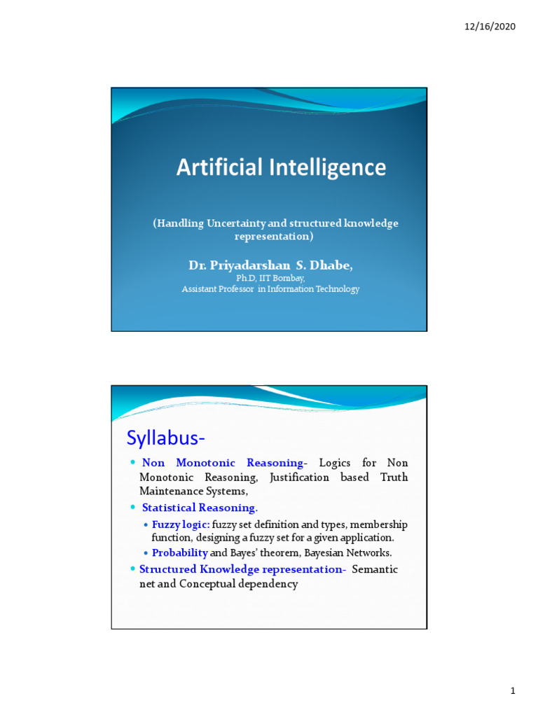 AI UNIT6 Version2 Slide Handouts | PDF | Bayesian Network | Logic