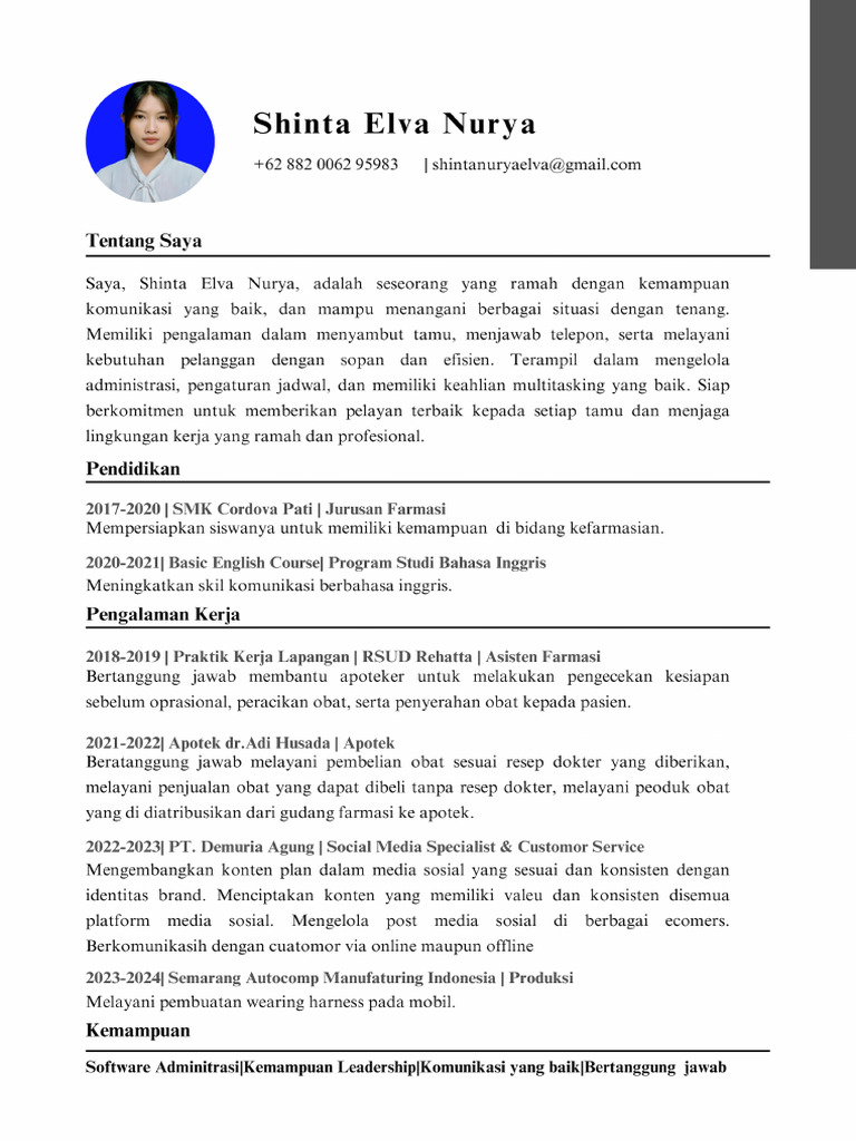 CV Shinta Elva | PDF