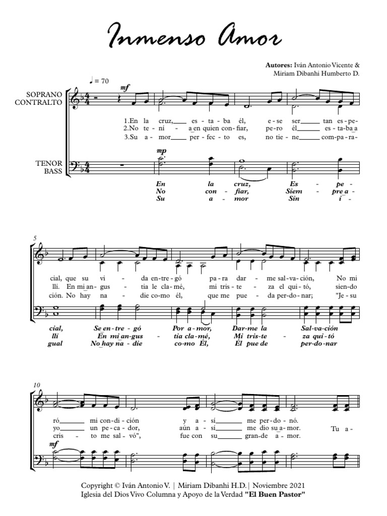 Inmenso Amor - Partitura Completa | PDF | Colación | Caligrafía occidental