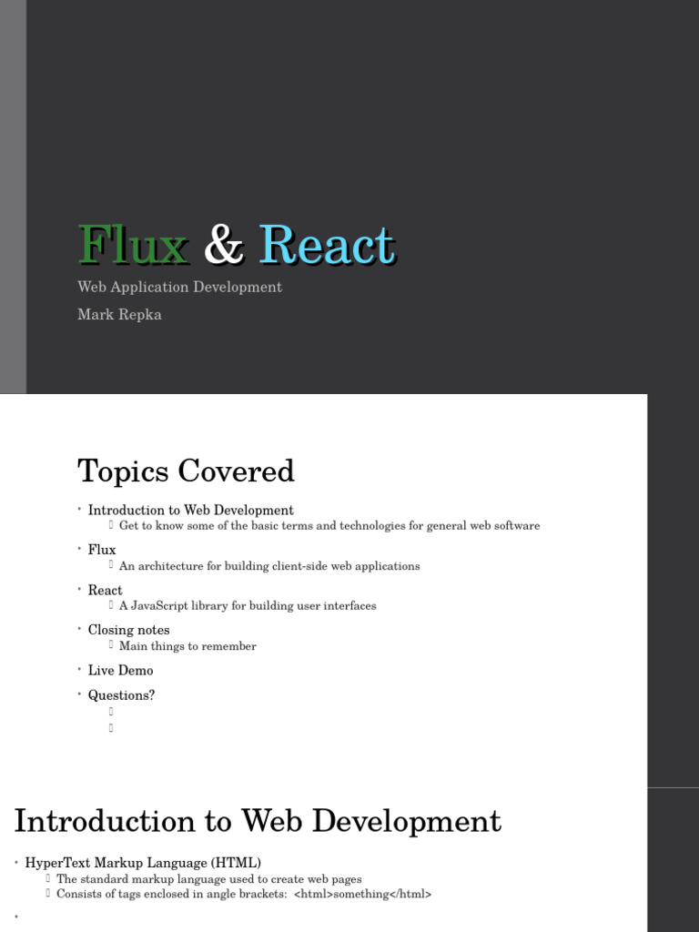 Flux and React for Web Development | PDF | World Wide Web | Internet & Web