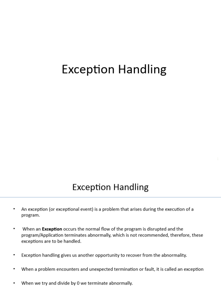 007-Exception Handling | PDF | Computer Engineering | Systems Architecture