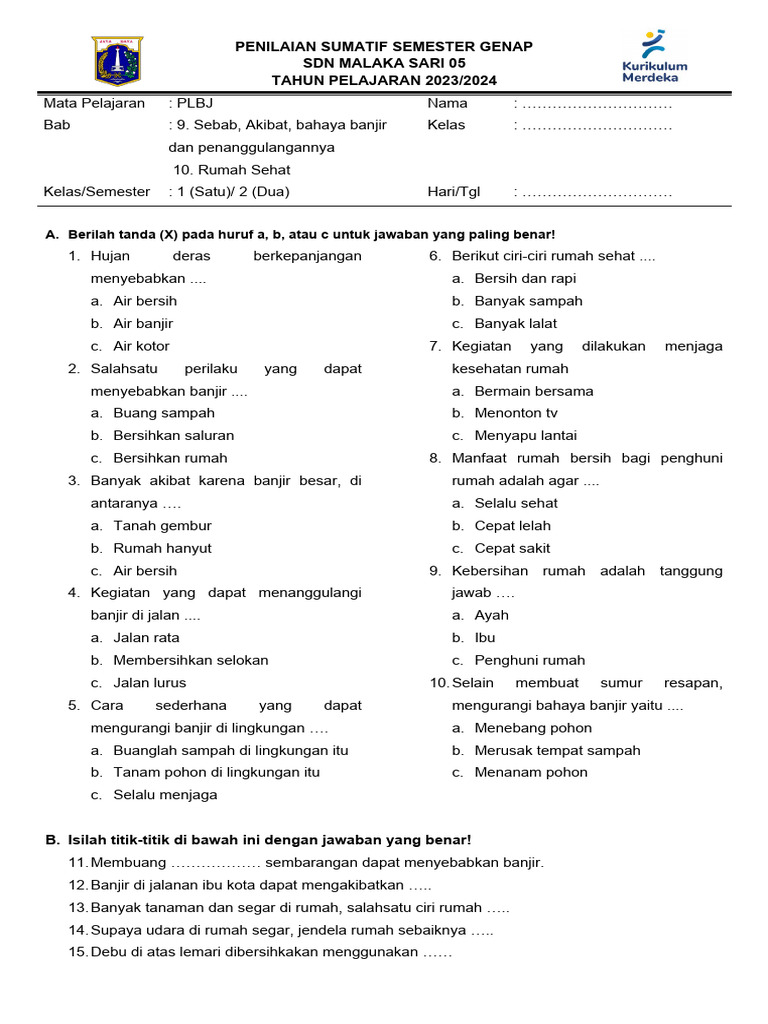 Sumatif PLBJ Bab 9 Dan 10 | PDF