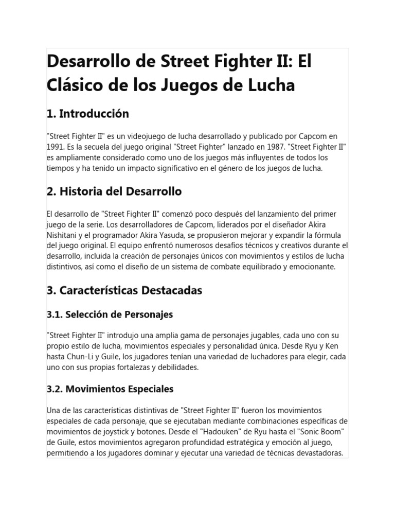 Historia y legado de Street Fighter II | PDF | Franquicias de ...