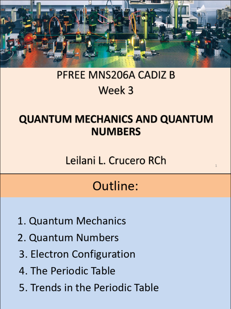Week 3 Quantum Mechanics and The Periodic Table | PDF | Atomic Orbital ...