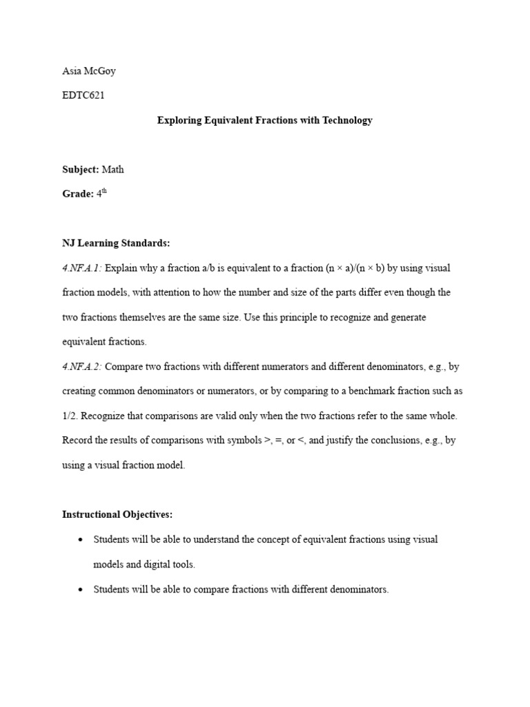 exploring equivalent fractions with technology | PDF | Mathematics ...