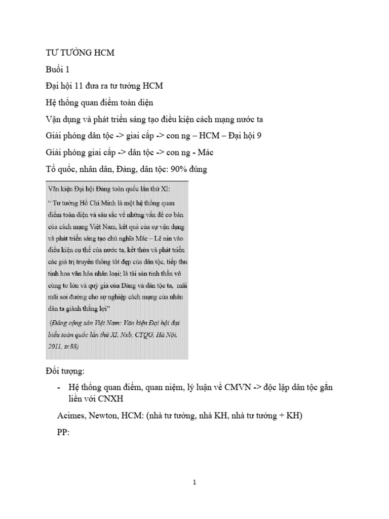 TƯ TƯỞNG HCM | PDF