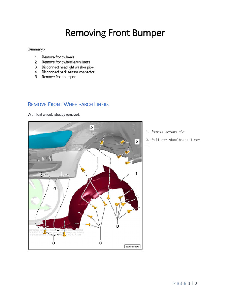Front Bumper Removal Guide | PDF | Electrical Connector | Automotive ...