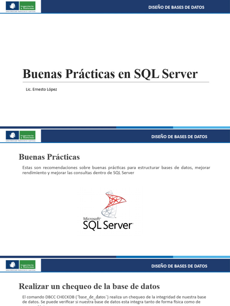 Buenas Practicas SQL Server | PDF | SQL | Bases de datos