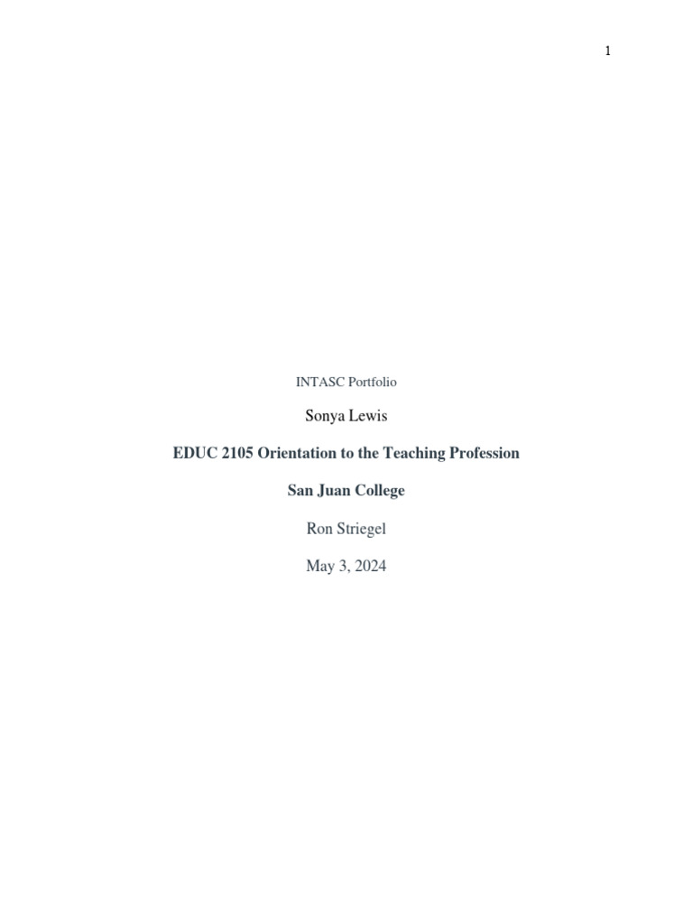 Teacher Artifacts-Intasc Portfolio | PDF | Educational Assessment | Learning