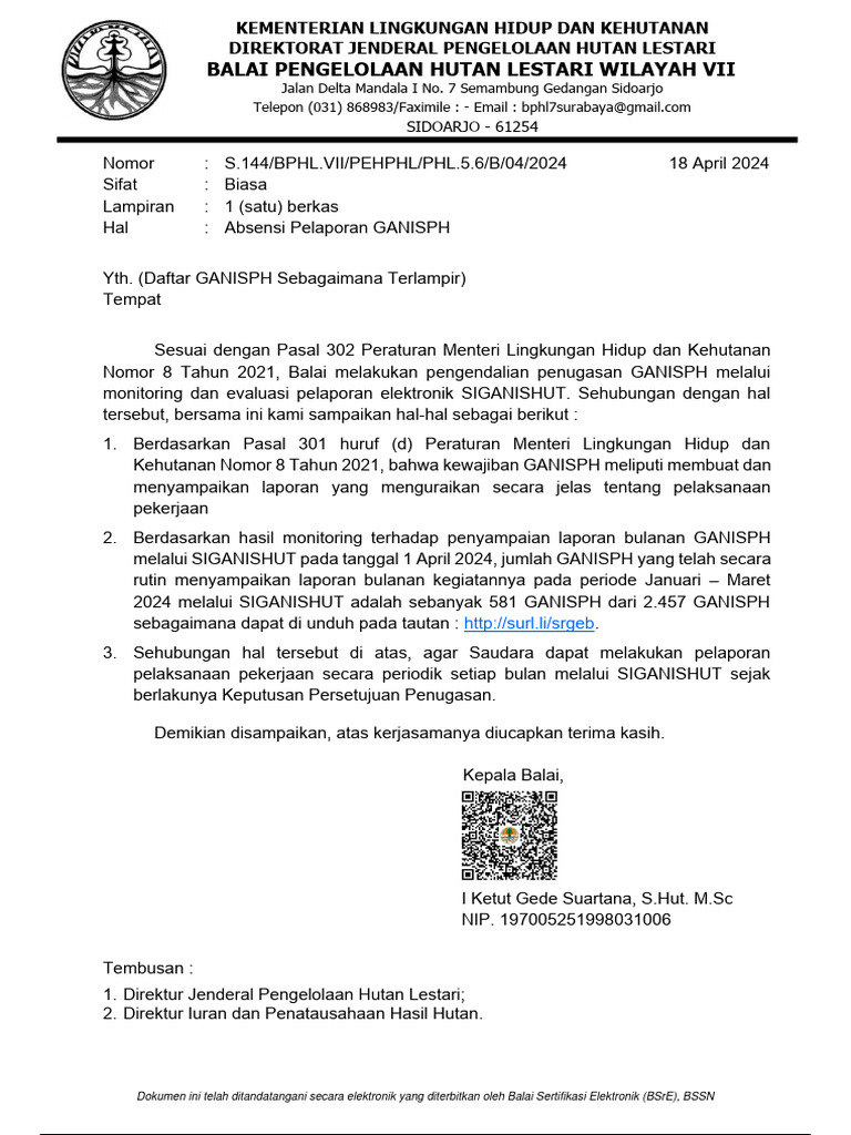 Absensi Pelaporan GANISPH 2024 | PDF