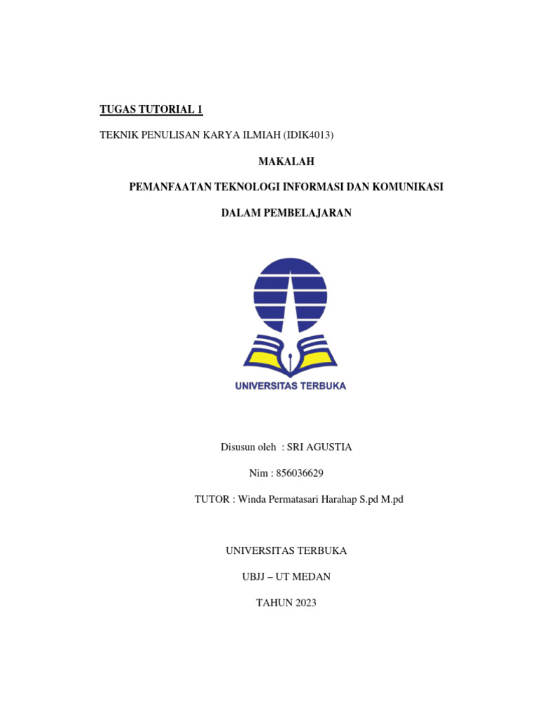 Tt. 1 Teknik Penulisan Karya - Sri Agustia - 856036629 | PDF | Karier & Perkembangan | Seni