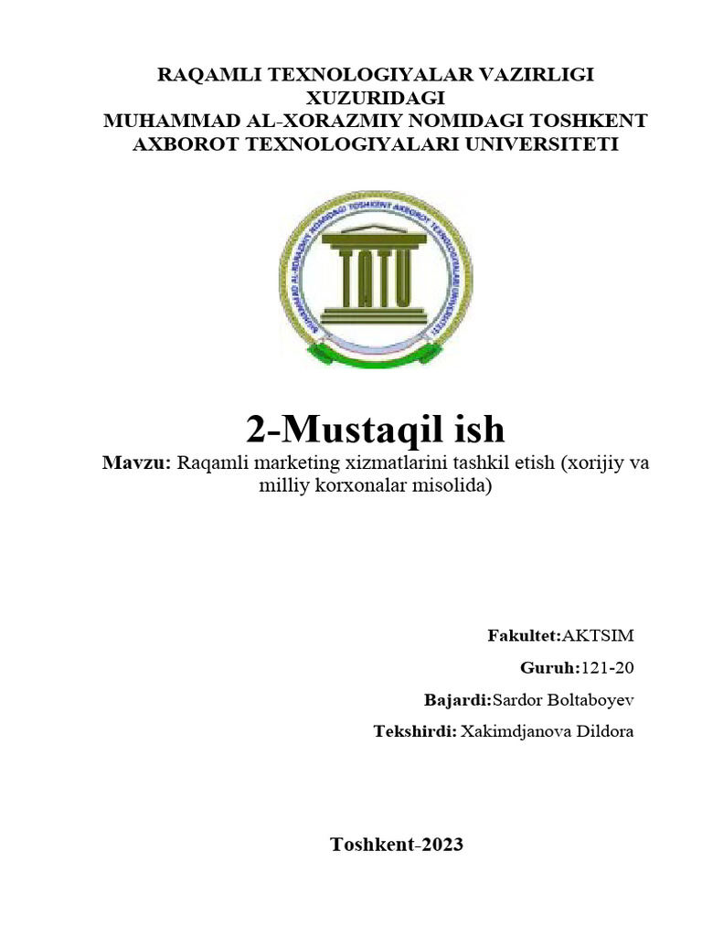Digital 2-Mustaqil Ish | PDF