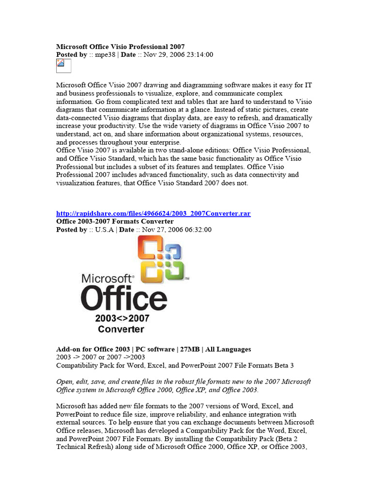 Microsoft Office Visio 2007 Overview | PDF | Microsoft Office ...