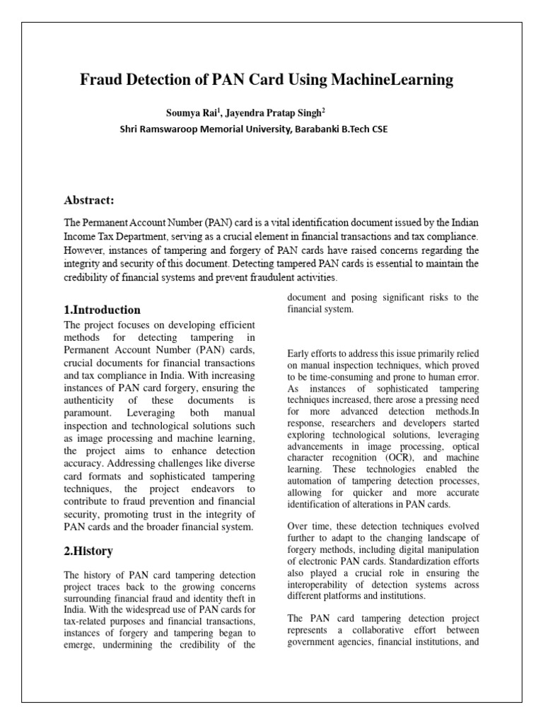 PAN Card Tampering Detection via ML | PDF | Optical Character ...