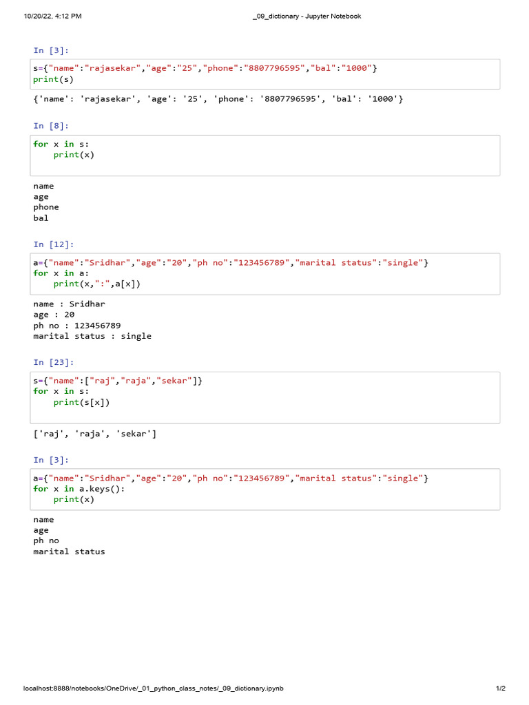 09 - Dictionary - Jupyter Notebook | PDF | Games & Activities | Computers