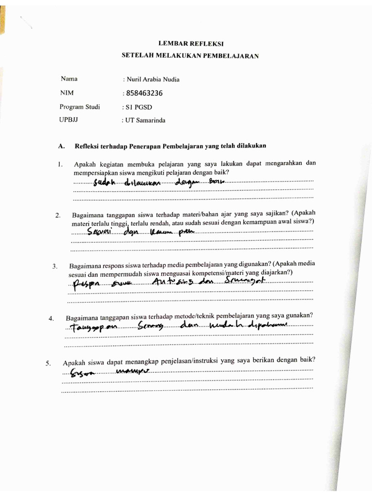 LEMBAR REFLEKSI 5 NURIL ARABIA NUDIA | PDF