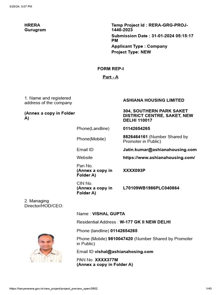 Ashiana Amarah RERA | PDF | Cheque