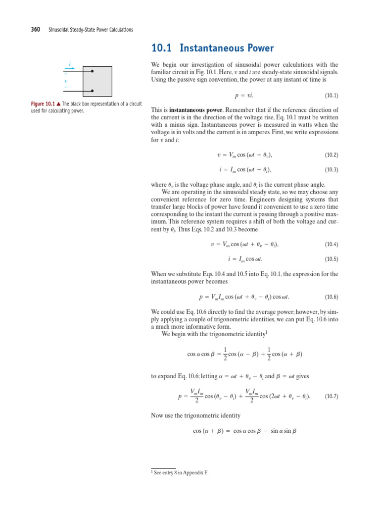 Ch1 Sinusoidal Steady State Power Calculations Pdf Ac Power
