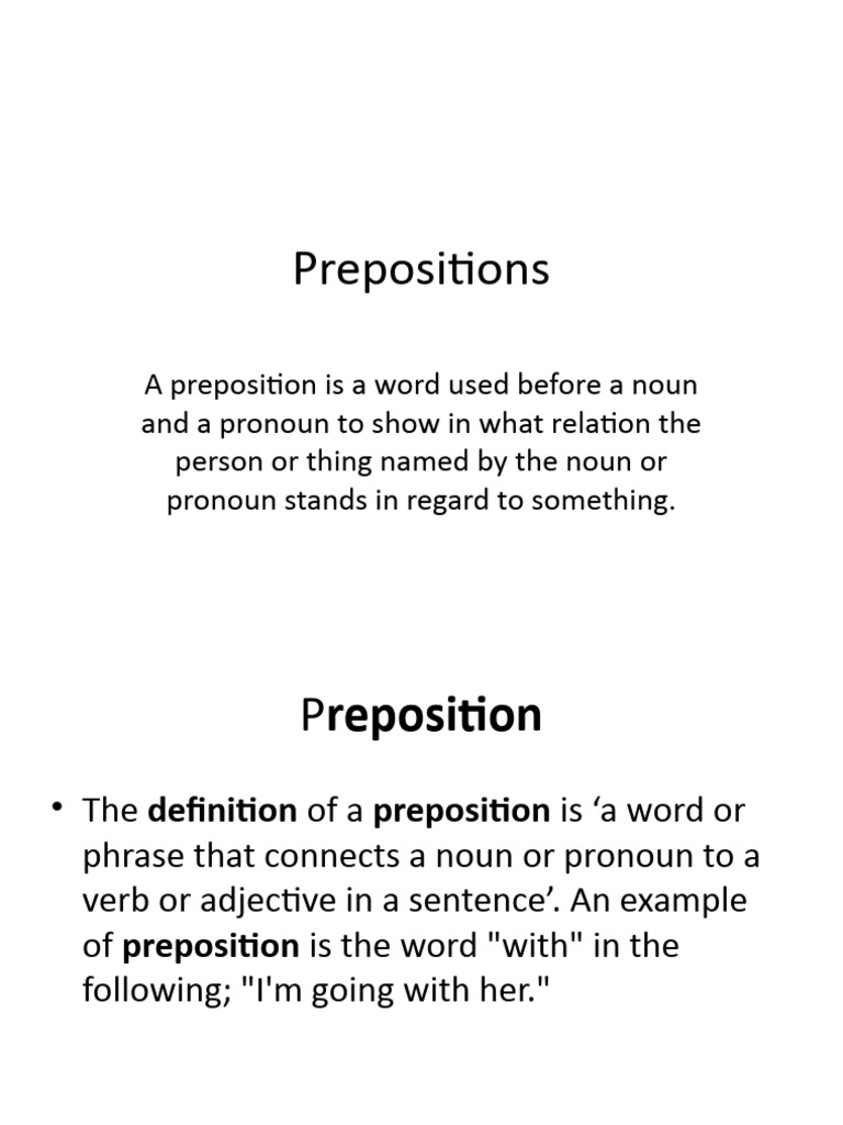 Prepositions | PDF | Preposition And Postposition | Noun