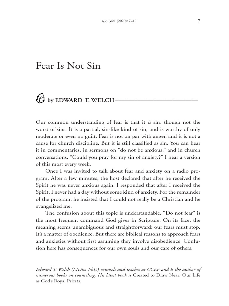 2-Fear Is Not Sin-Welch | PDF | Jesus | Jacob