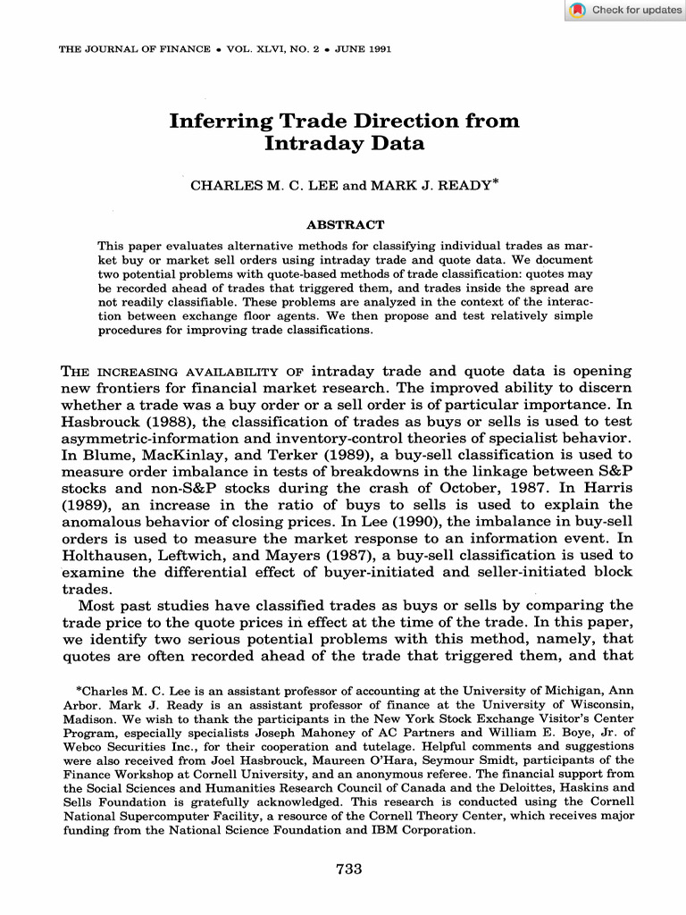 Inferring Trade Direction in Finance | PDF | Order (Exchange) | Day Trading