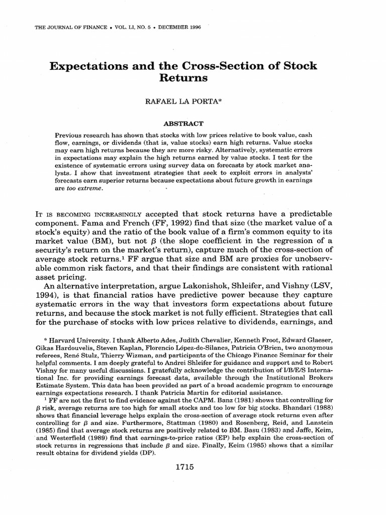 Expected Stock Returns | Download Free PDF | Stocks | Forecasting