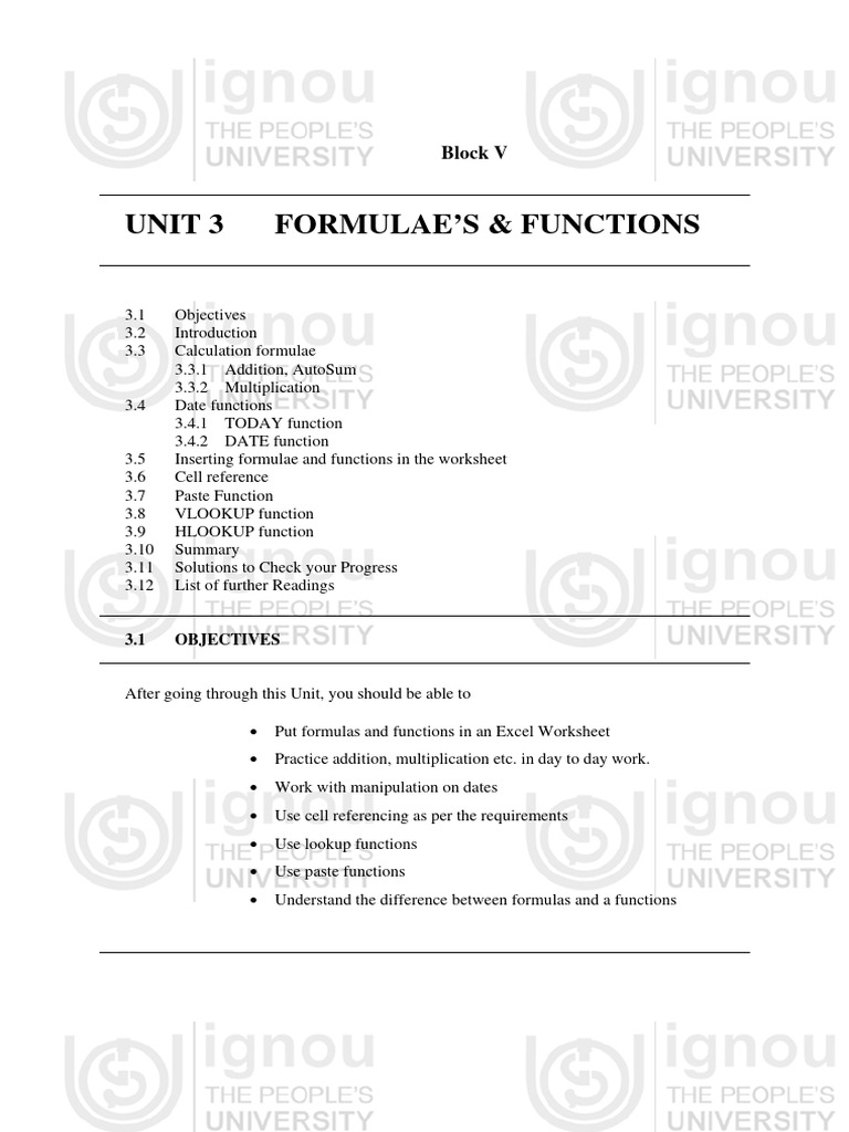 Unit-3 | PDF | Spreadsheet | Microsoft Excel