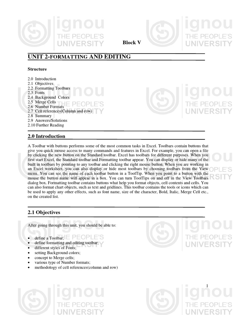 Unit 2 | Download Free PDF | Microsoft Excel | Button (Computing)
