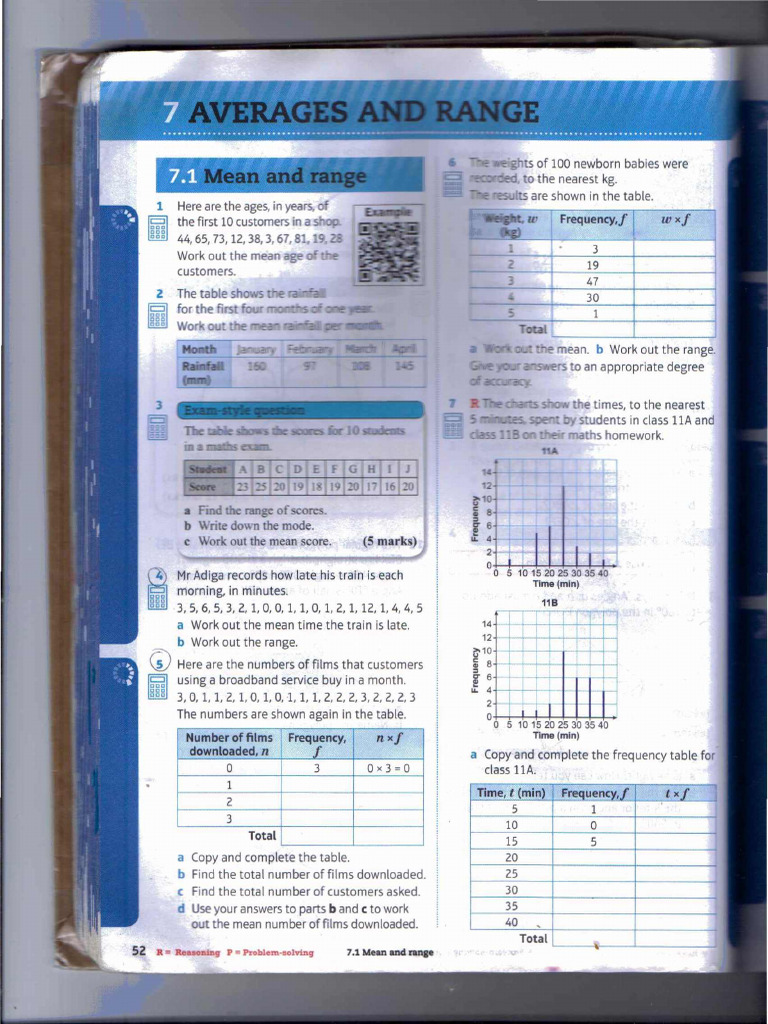 Math Book - 7 Averages & Range | PDF | Mathematics | Arithmetic