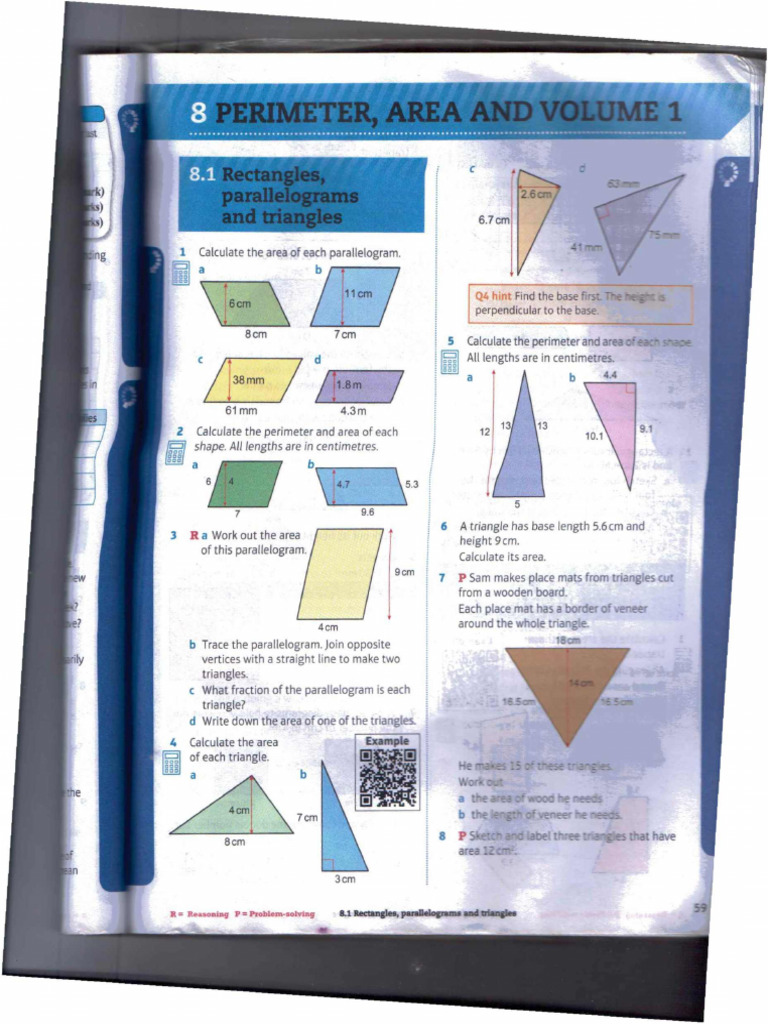 Math Book - 8 Perimeter Area and Volume | PDF | Area | Triangle