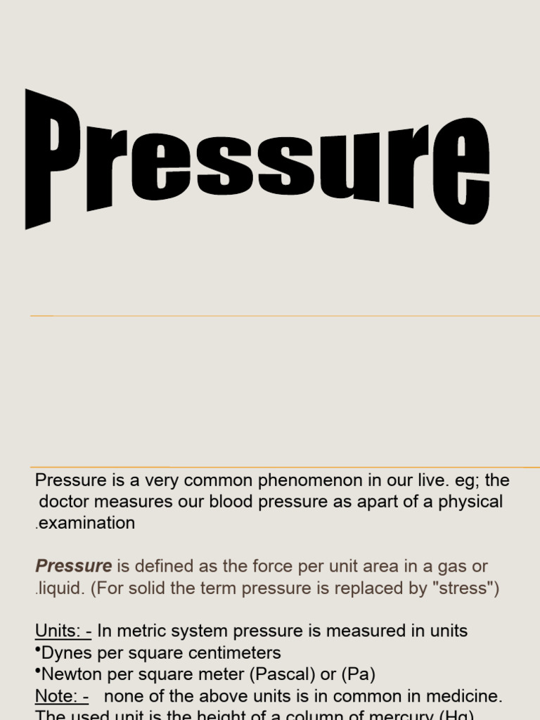 Pressure | PDF | Pressure | Blood Pressure