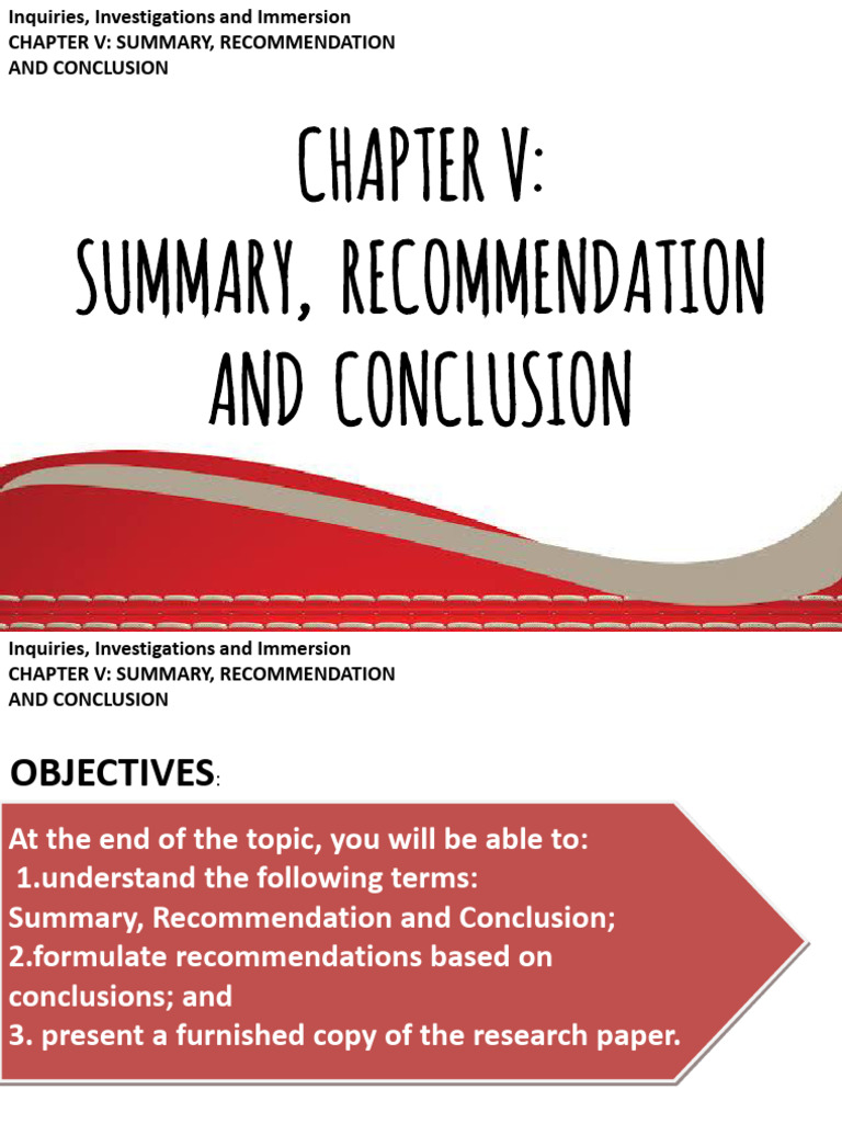 W18 Summary, Recommendation and Conclusion - Presentation | PDF ...