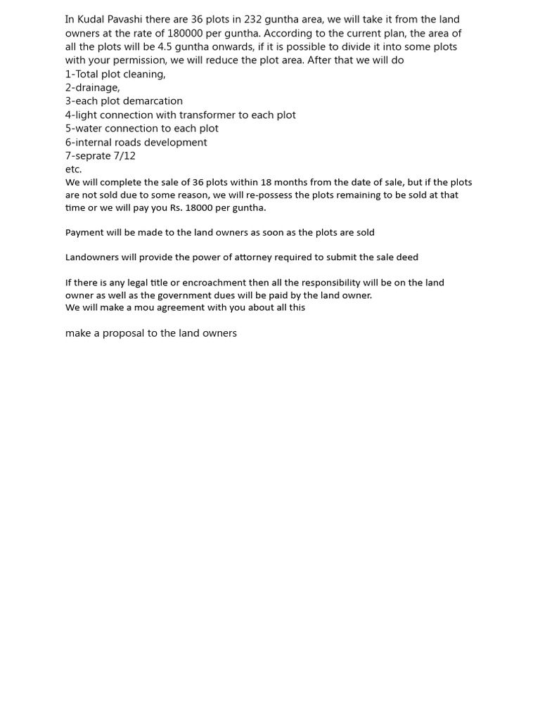 Land Development Proposal in Kudal | PDF | Advertising | Private Law
