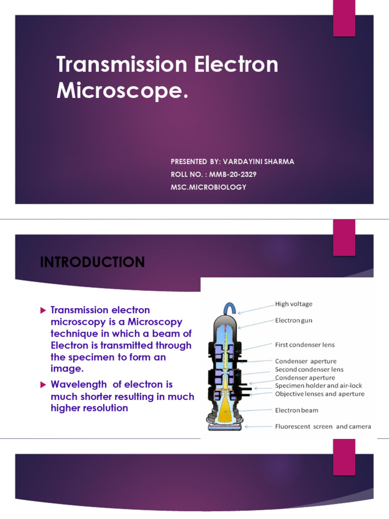 Transmission Electron Microscope.: Presented By: Vardayini Sharma ROLL ...