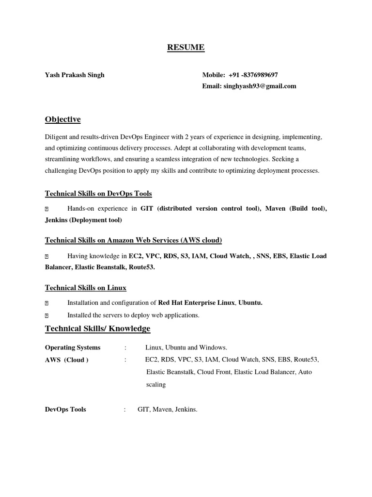 Yash Devops AWS Resume | PDF Yash Devops AWS Resume | PDF