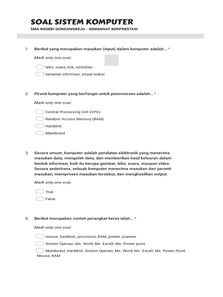 Soal Sistem Komputer Pdf