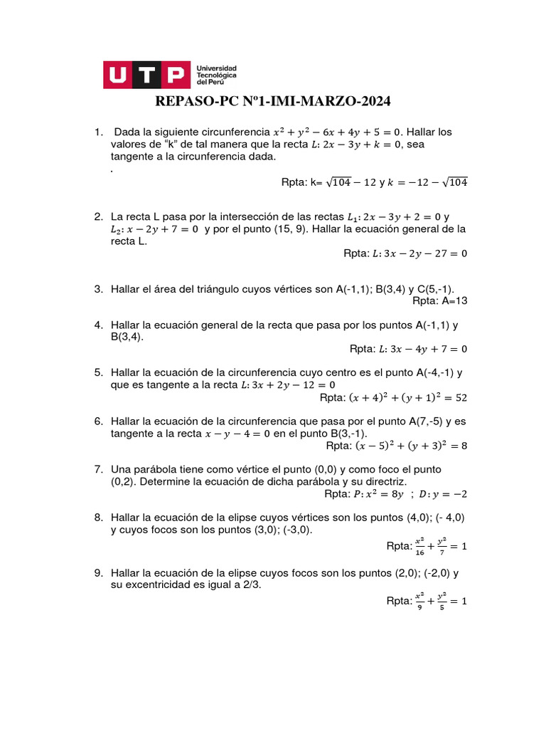 Repaso PC1 | PDF | Elipse | Línea (geometría)