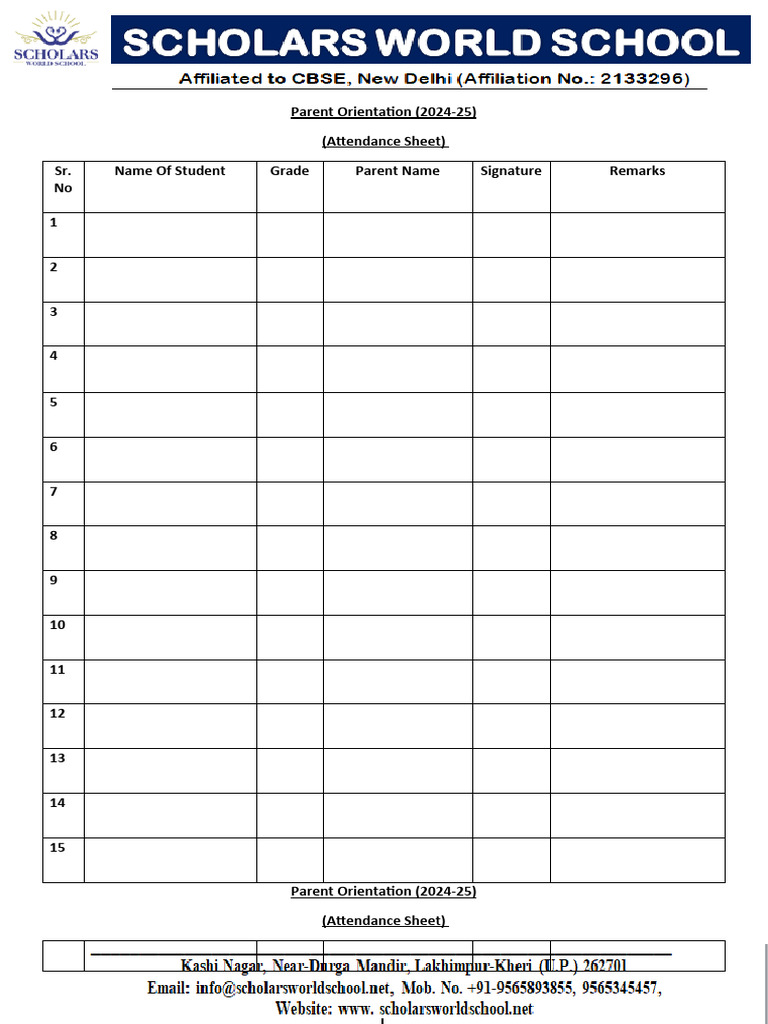 2024-25 Parent Orientation Attendance | PDF | Sports & Recreation
