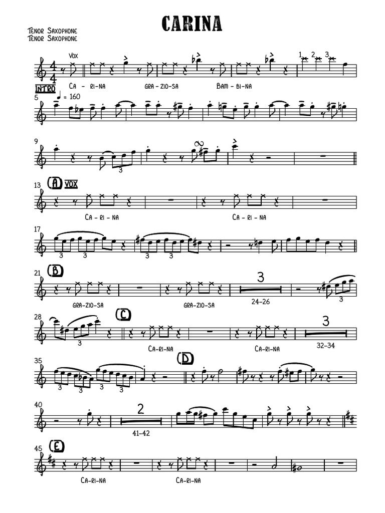 Carina - Tenor Saxophone | PDF