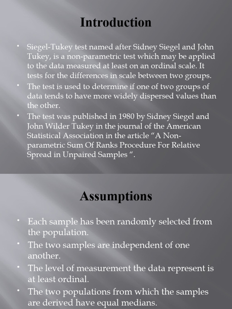 Siegel-Tukey Test: Non-Parametric Scale Analysis | PDF | Statistics ...