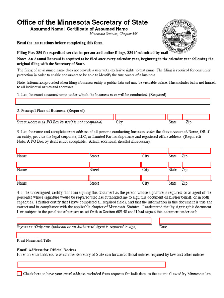 Claiming Your Assumed Name in MN | PDF | Limited Liability Company ...