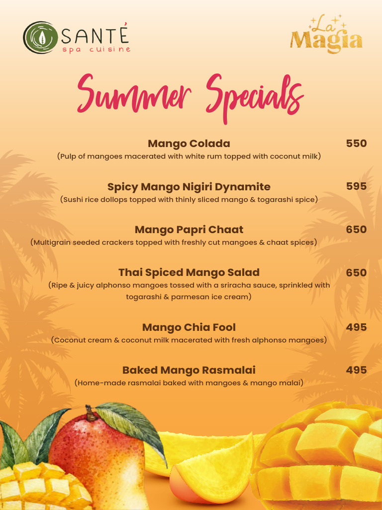 Summer Mango Specials Menu | PDF