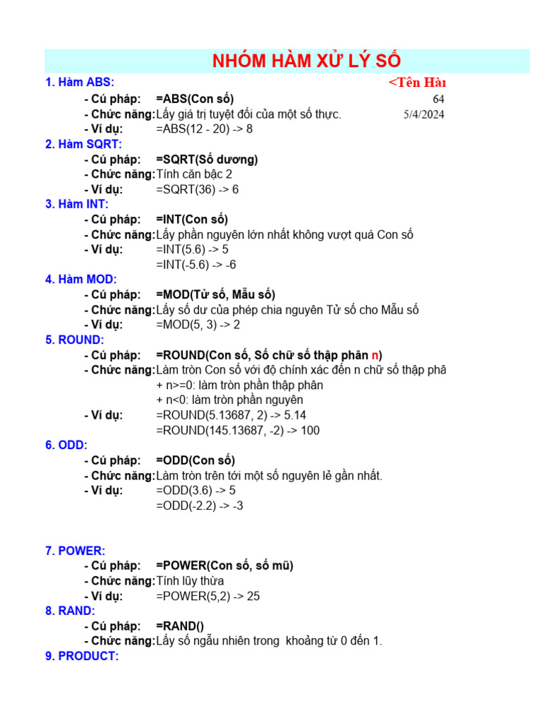 3. Ham xu ly so | PDF