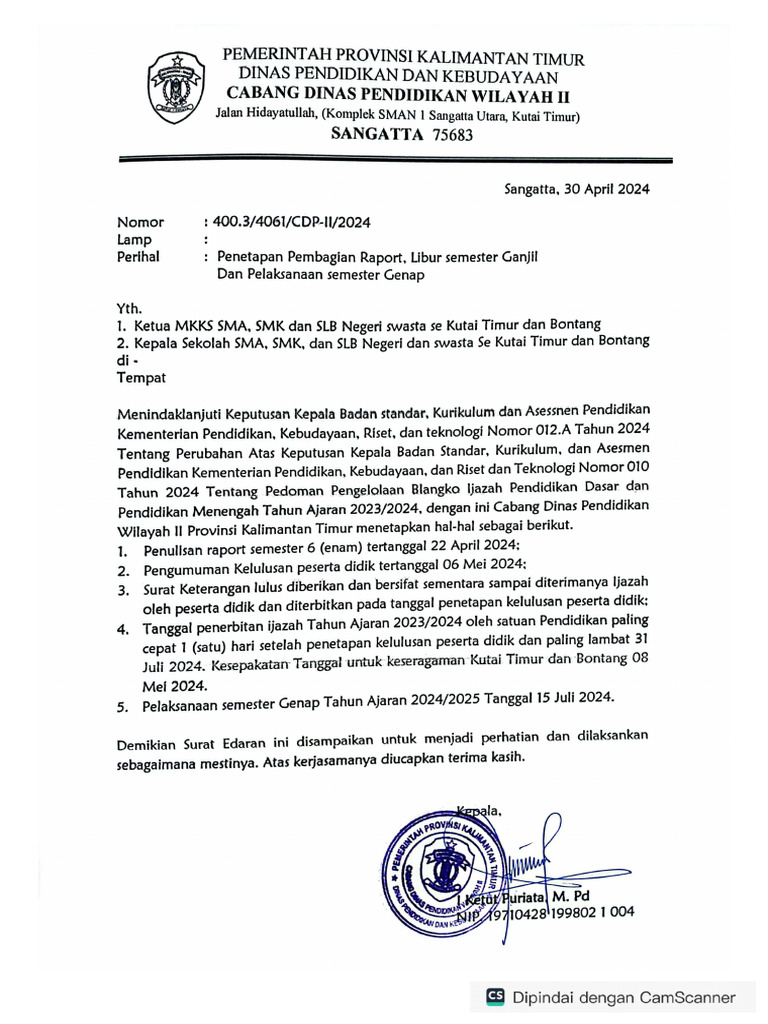 Edaran Raport 2024 | PDF