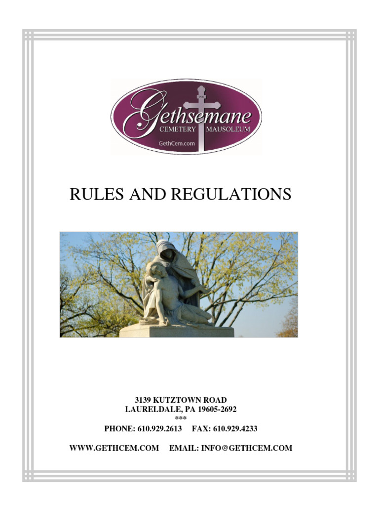 Cemetery Rules and Regulations | PDF | Burial | Cemetery