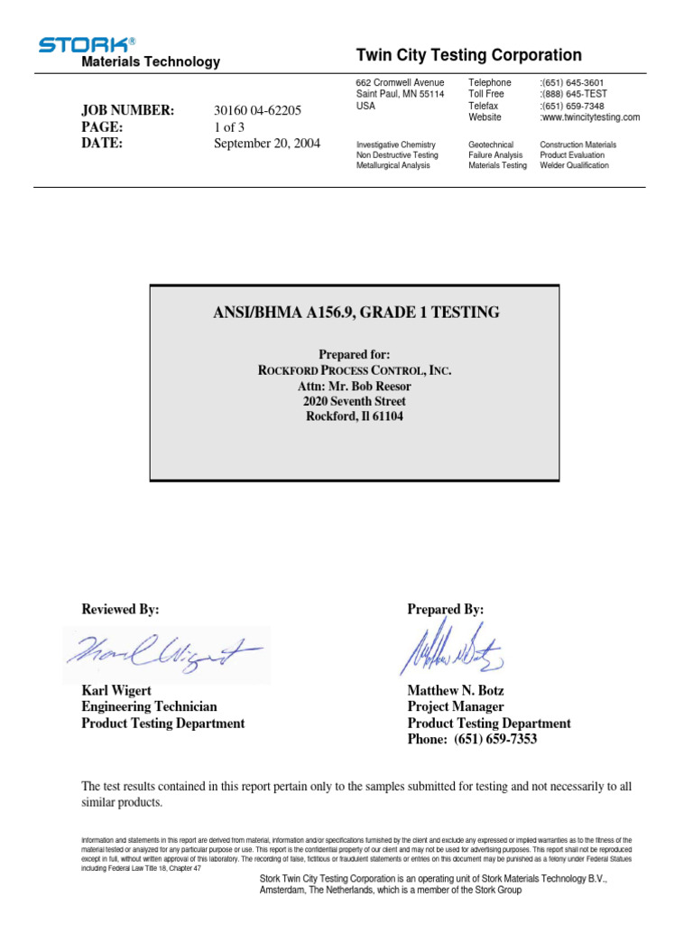 ANSI/BHMA Grade 1 Hinge Testing Report | PDF | Door