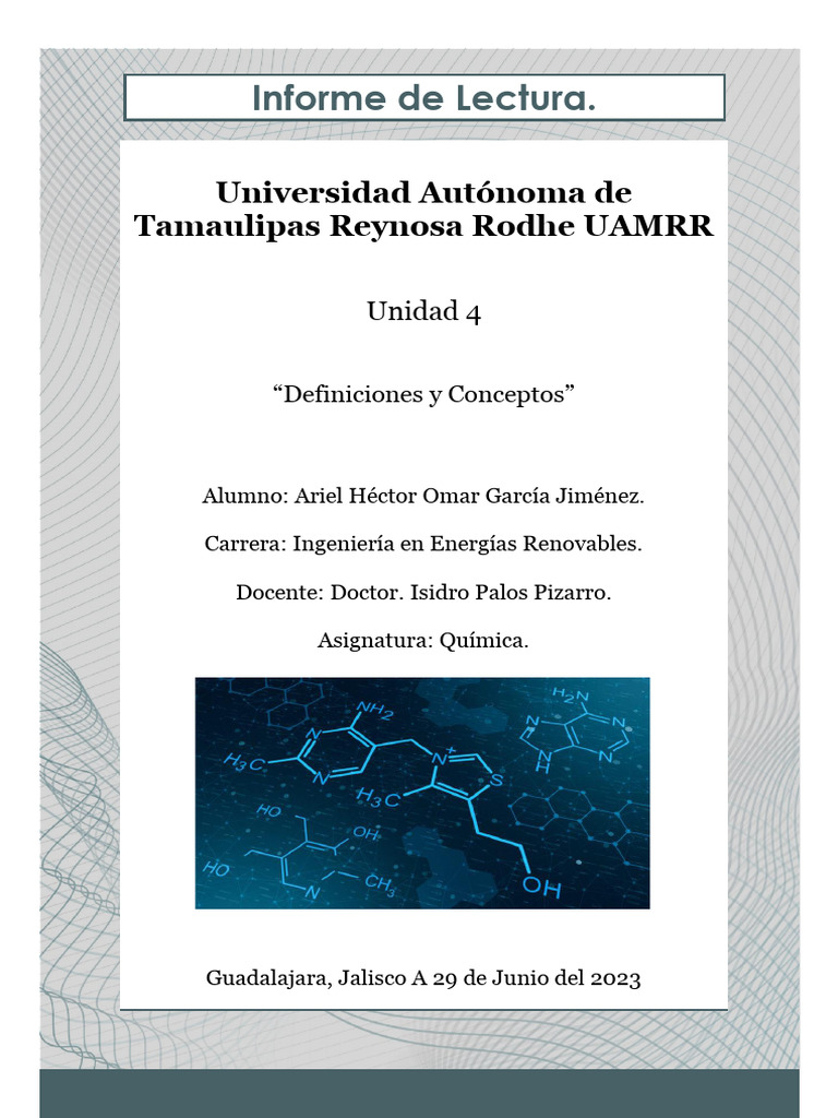 Informe de Lectura Unidad 4 | PDF | Enlace covalente | Enlace químico